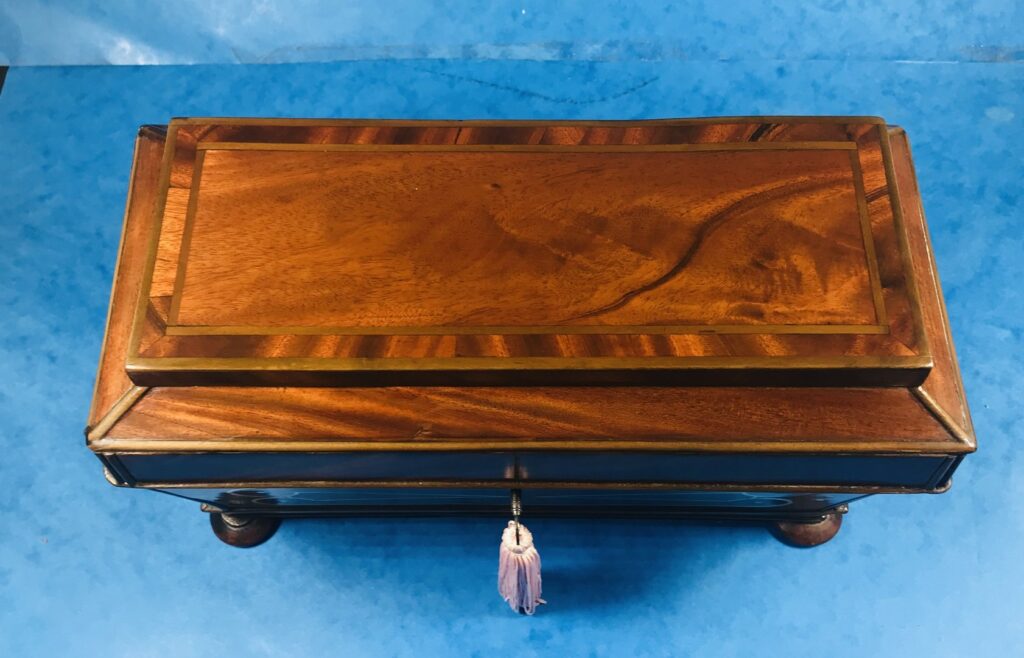Regency Mahogany brass inlaid box - Mostly Boxes Antiques!
