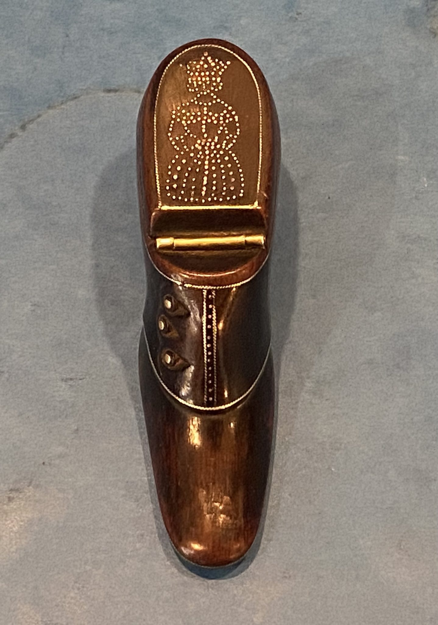 Georgian Mahogany Shoe Snuff Box. - Mostly Boxes Antiques!