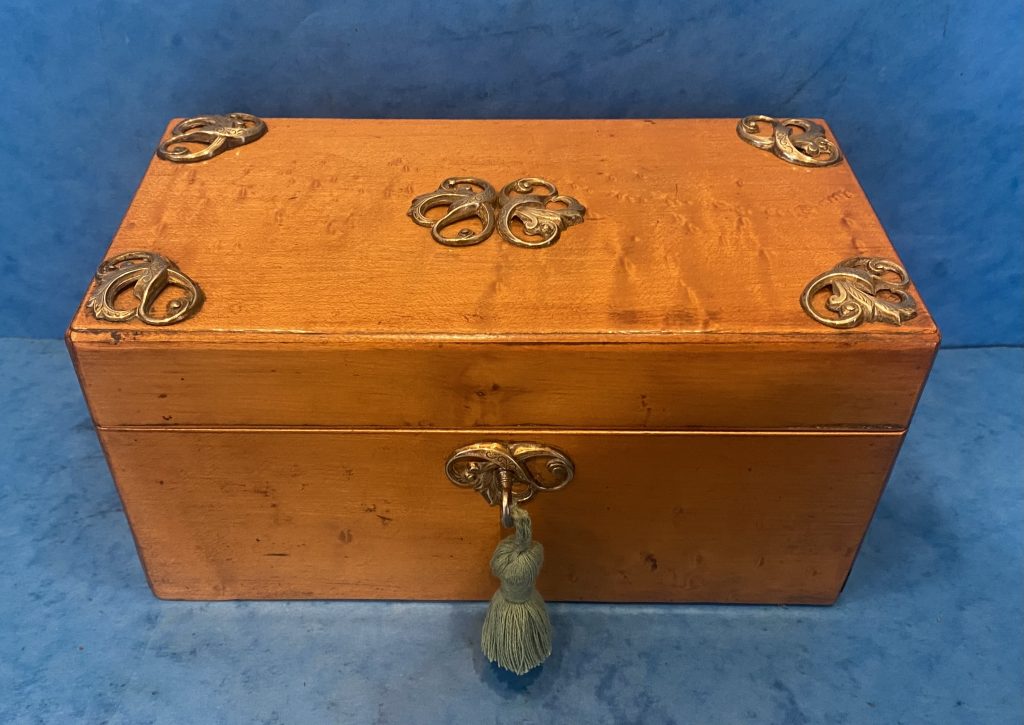 Victorian Burr Maple Twin Section Tea Caddy. - Mostly Boxes Antiques!