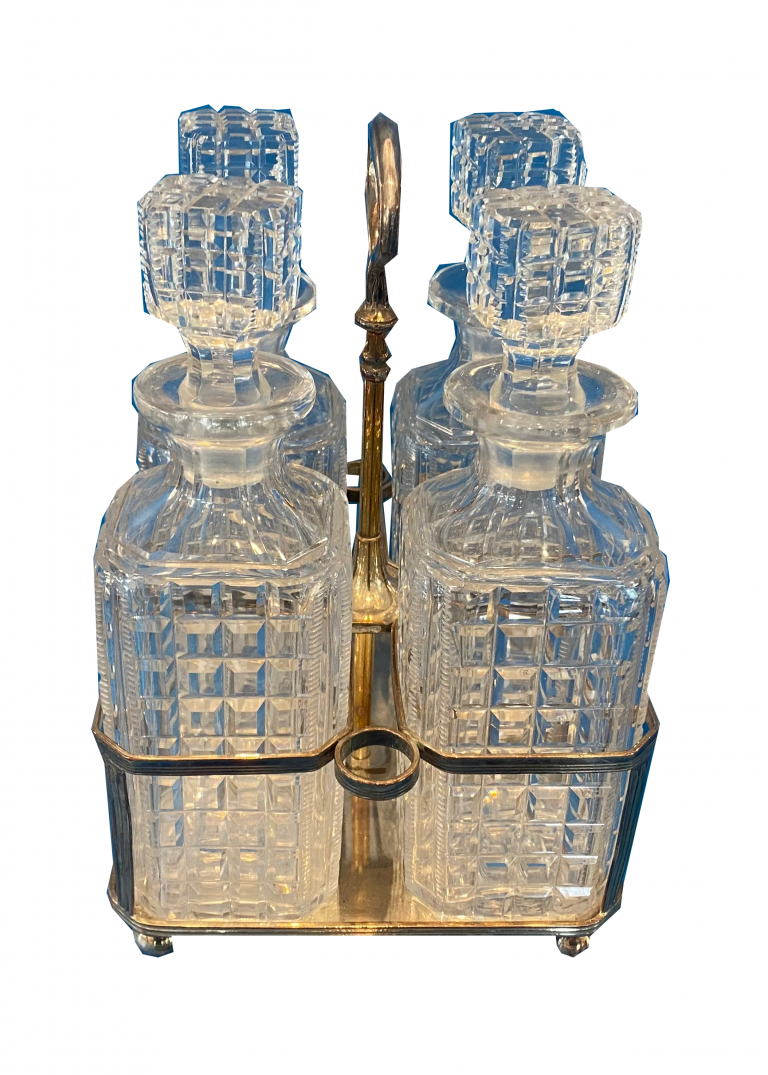 19th Century Sheffield Plated Decanter Stand Complete With Four ...
