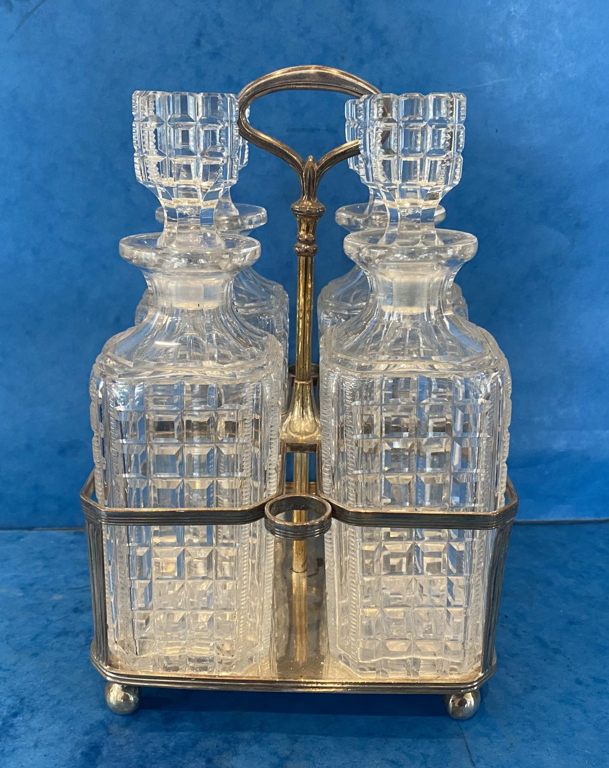 19th Century Sheffield Plated Decanter Stand Complete With Four ...