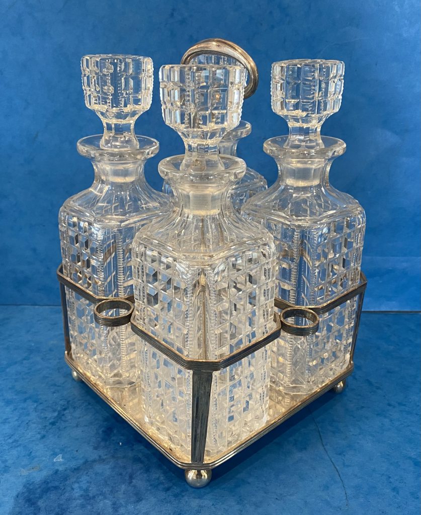 19th Century Sheffield Plated Decanter Stand Complete With Four ...