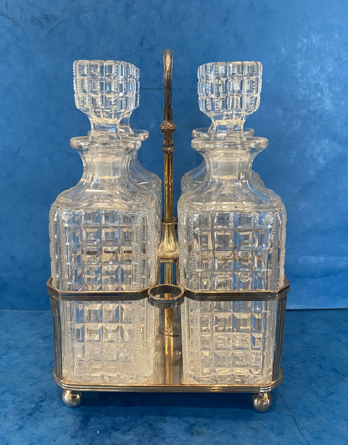 19th Century Sheffield Plated Decanter Stand Complete With Four ...