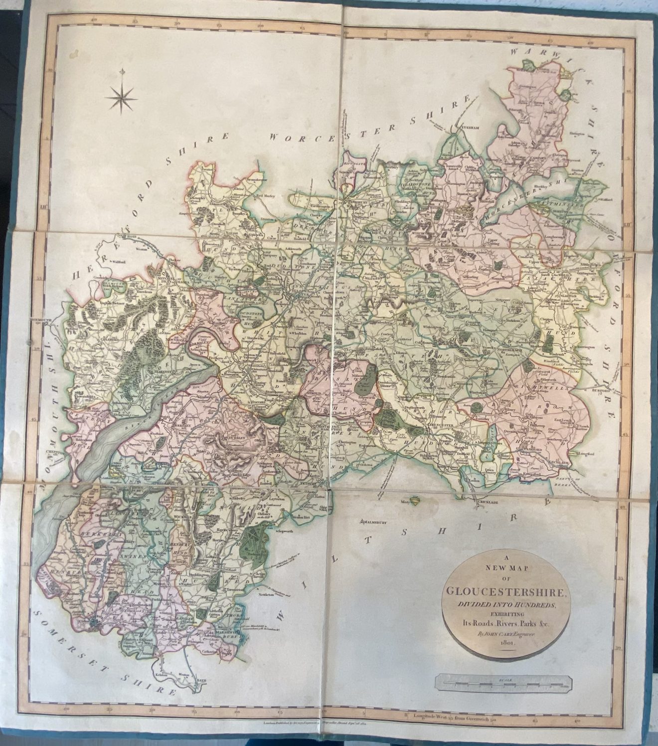 18th Century Map Of Gloucestershire. - Mostly Boxes Antiques!