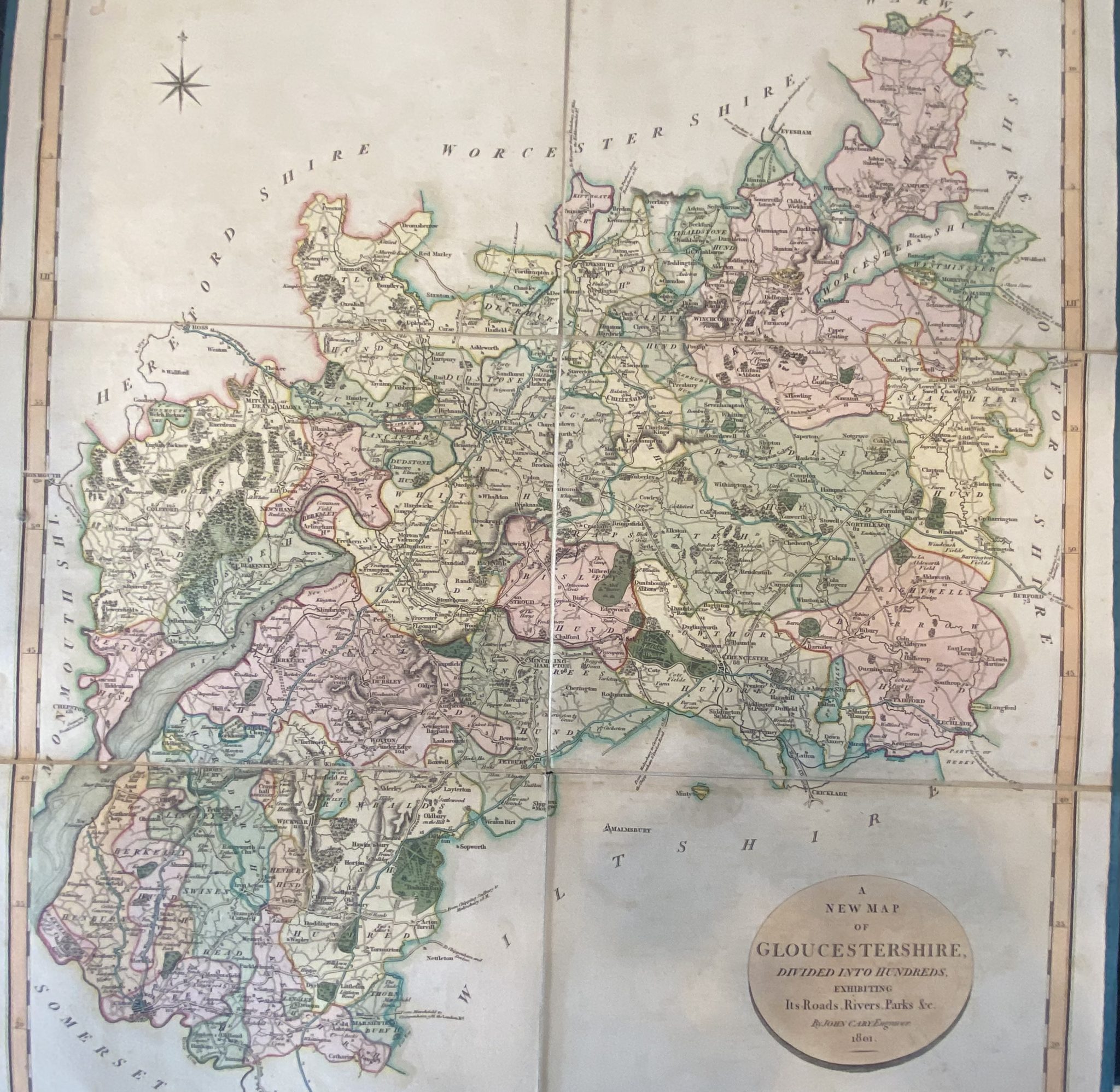 18th Century Map Of Gloucestershire. - Mostly Boxes Antiques!