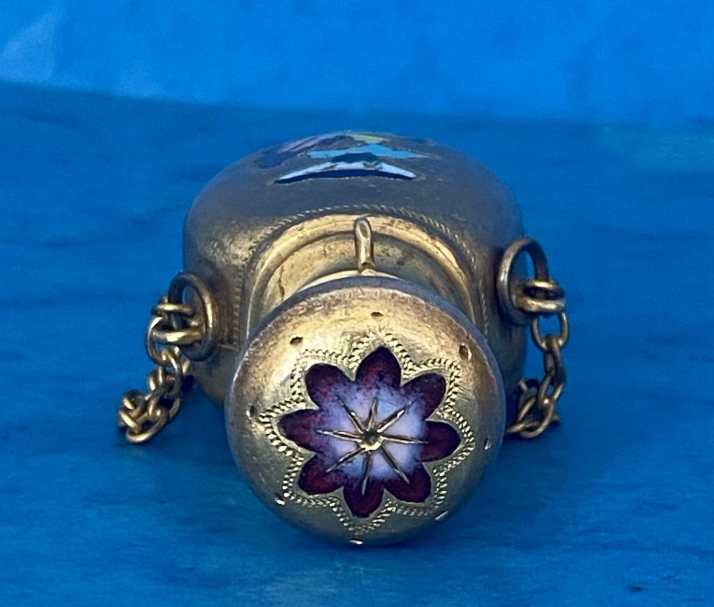 Victorian Silver Gilt & Enamel Scent Bottle. - Mostly Boxes Antiques!