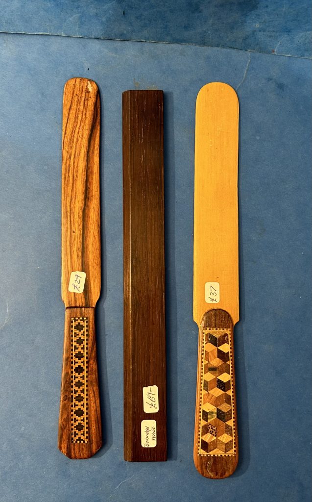Victorian Tunbridge Ware Letter Openers and a Bookmark. - Mostly Boxes ...