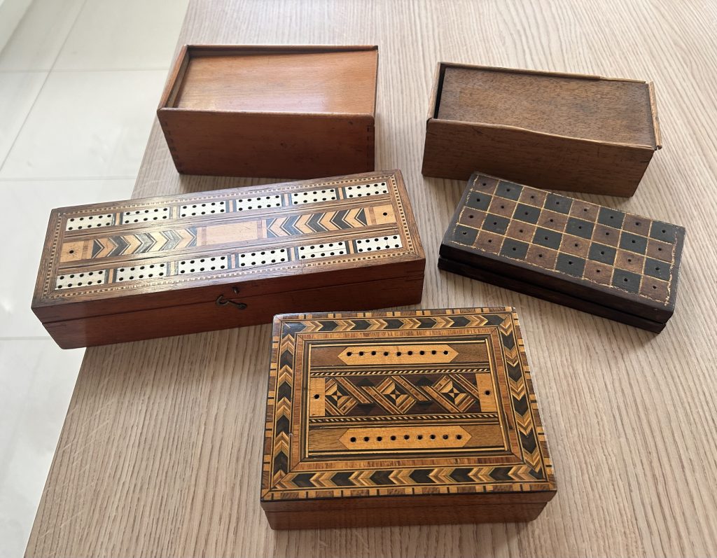 A Collection Of Five Victorian Games Boxes. - Mostly Boxes Antiques!