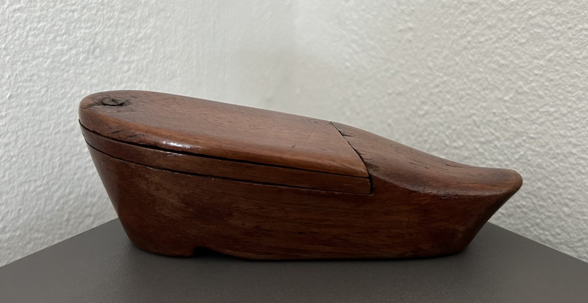 Victorian Mahogany Shoe Snuff Box. - Mostly Boxes Antiques!