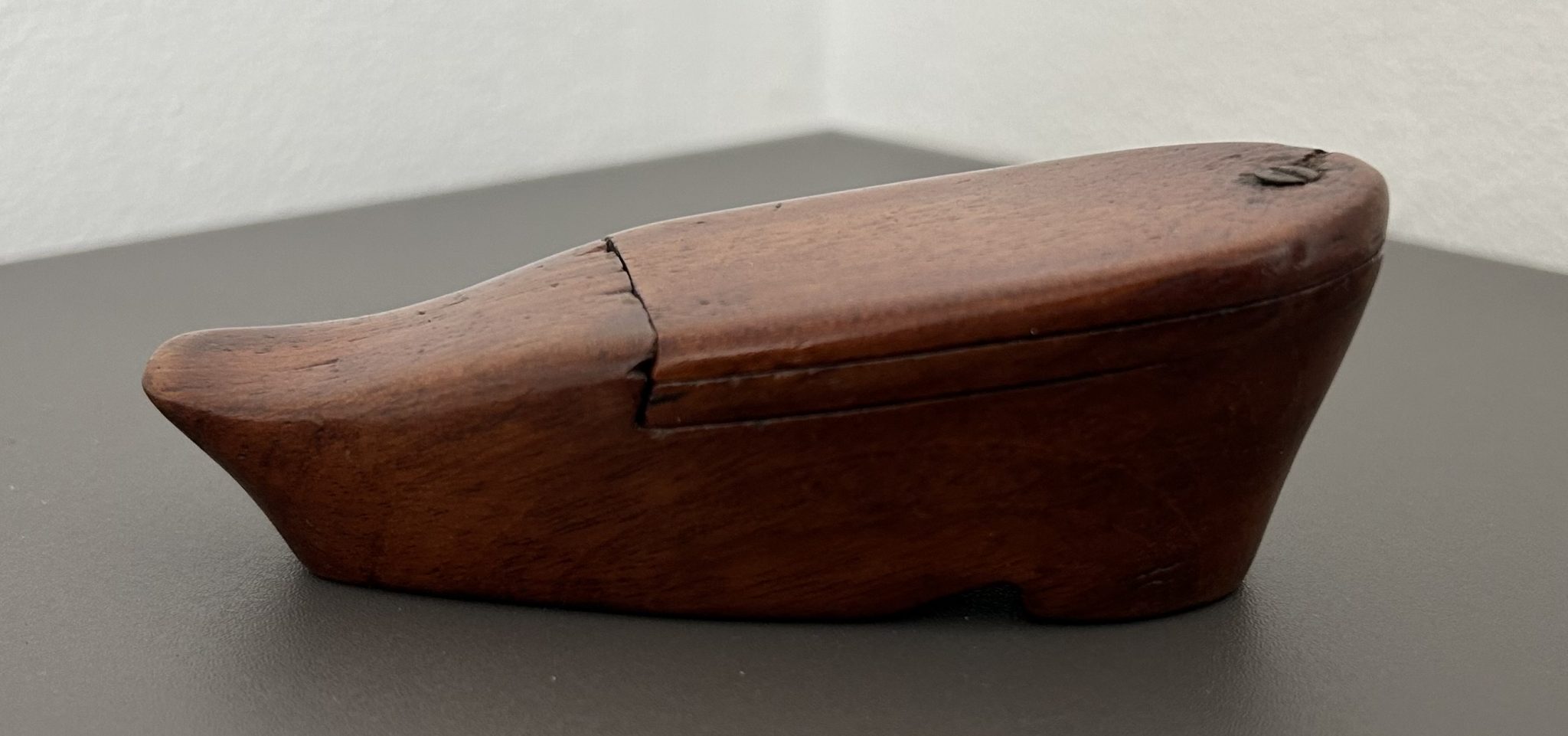 Victorian Mahogany Shoe Snuff Box. - Mostly Boxes Antiques!