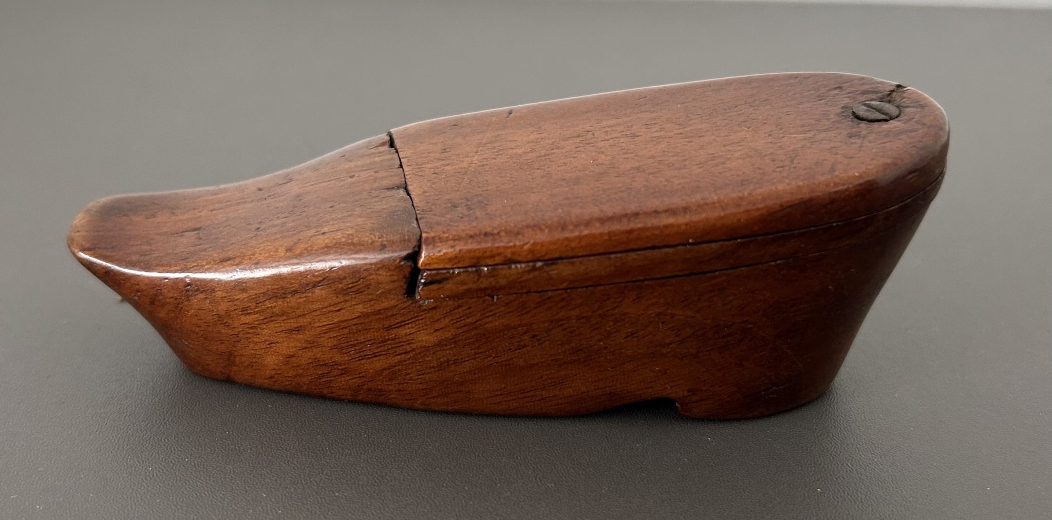 Victorian Mahogany Shoe Snuff Box. - Mostly Boxes Antiques!