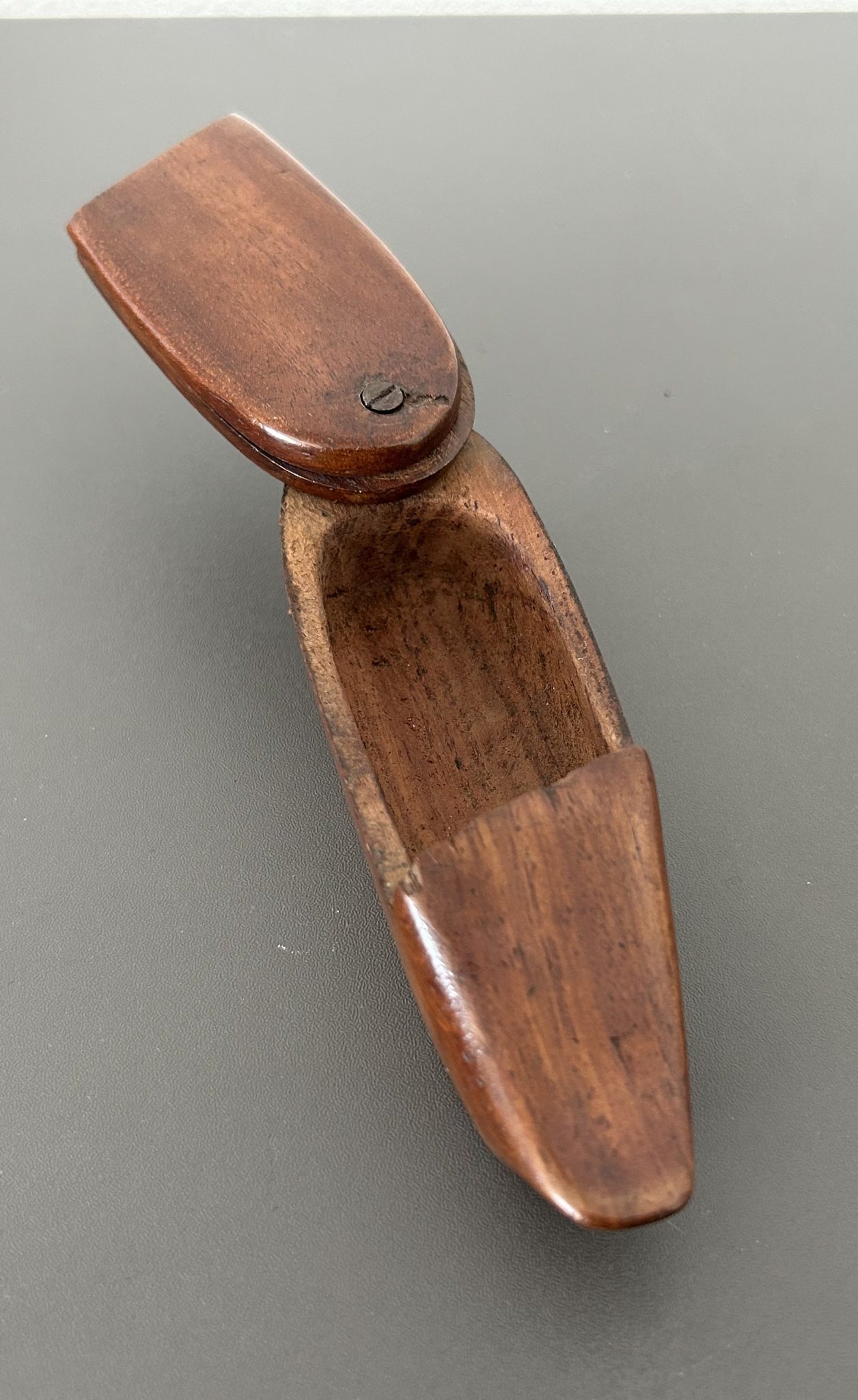 Victorian Mahogany Shoe Snuff Box. - Mostly Boxes Antiques!