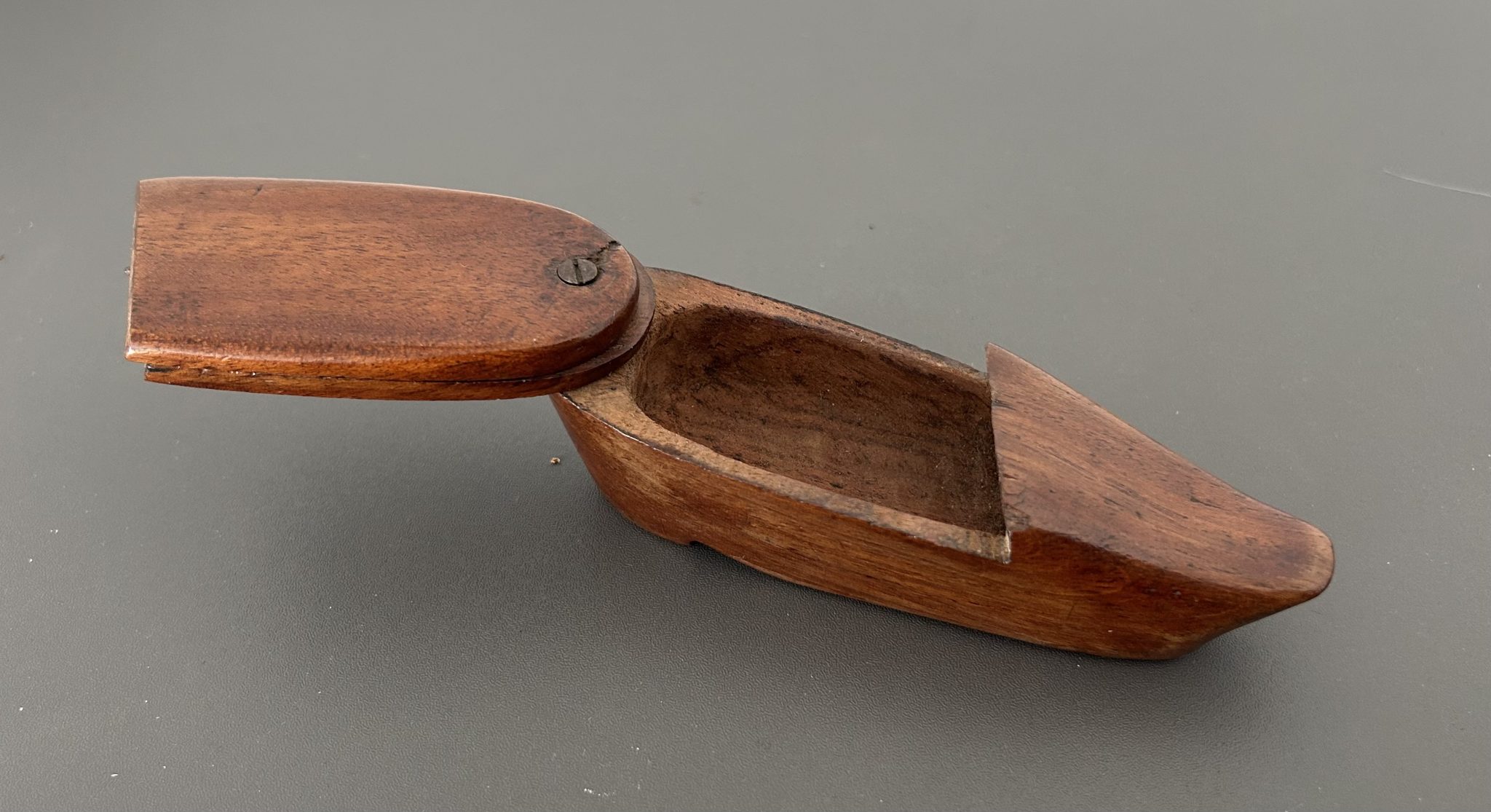 Victorian Mahogany Shoe Snuff Box. - Mostly Boxes Antiques!